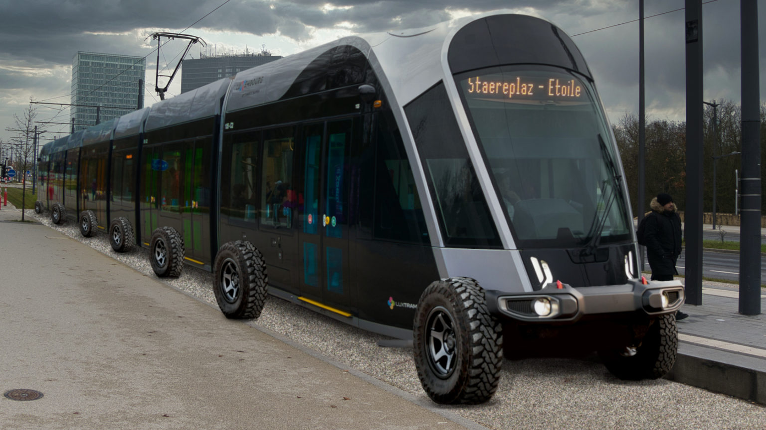 Engineers figure out they can just put car wheels on tram instead