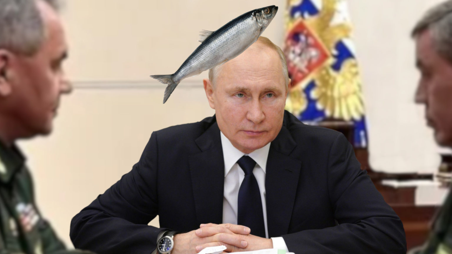 Putin’s advisors too afraid to tell him fish stuck to his head